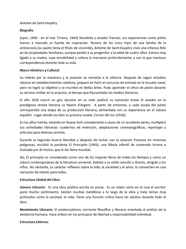 Antoine de Saint Exure | PDF | El Principito | Narración