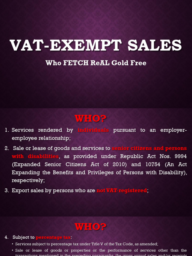 VAT Exempt Sales | PDF