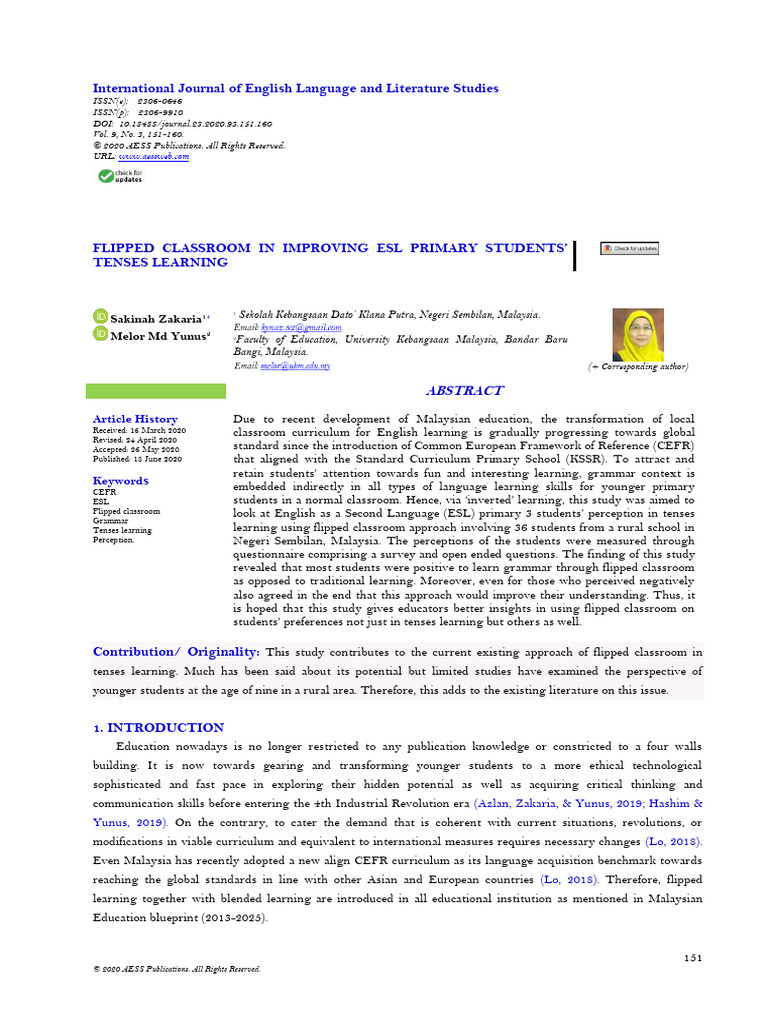 FLIPPED CLASSROOM IN PRIMARY SCHOOL JOURNAL | PDF | English As A Second Or Foreign Language ...