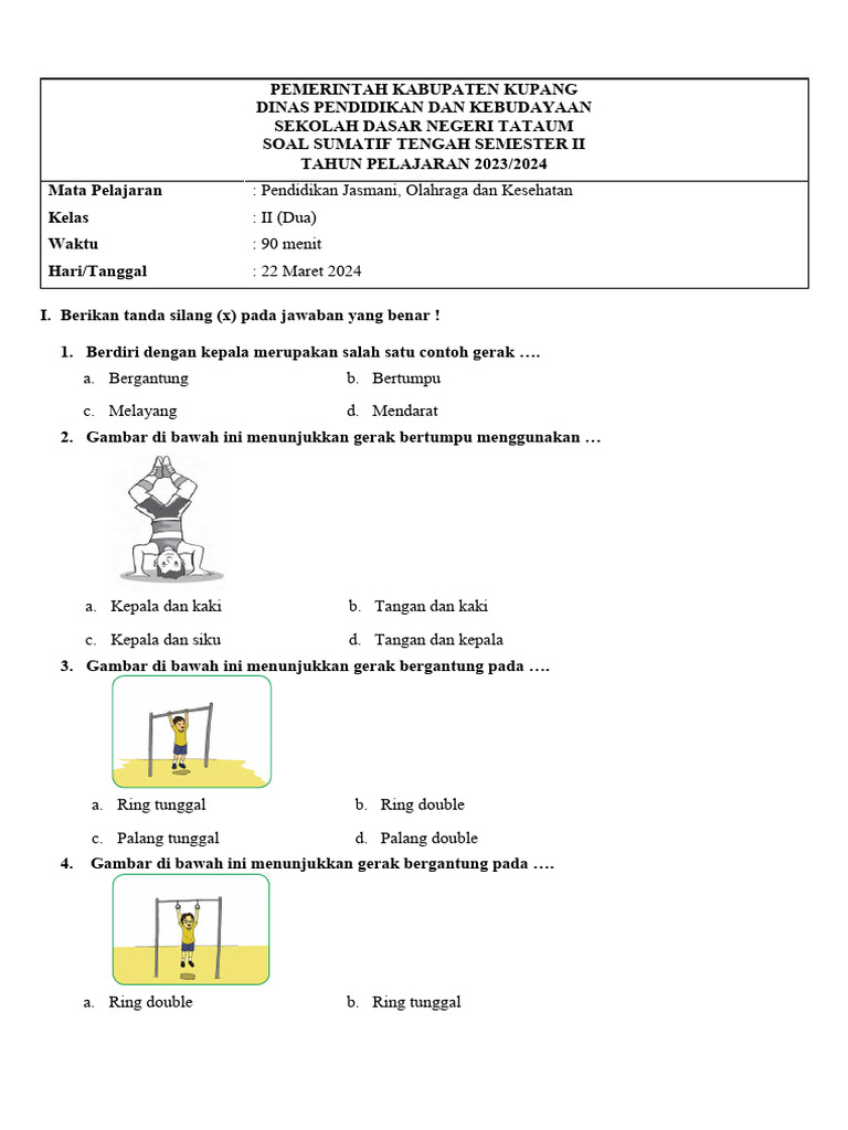 Soal PTS PJOK Kelas 2 | PDF