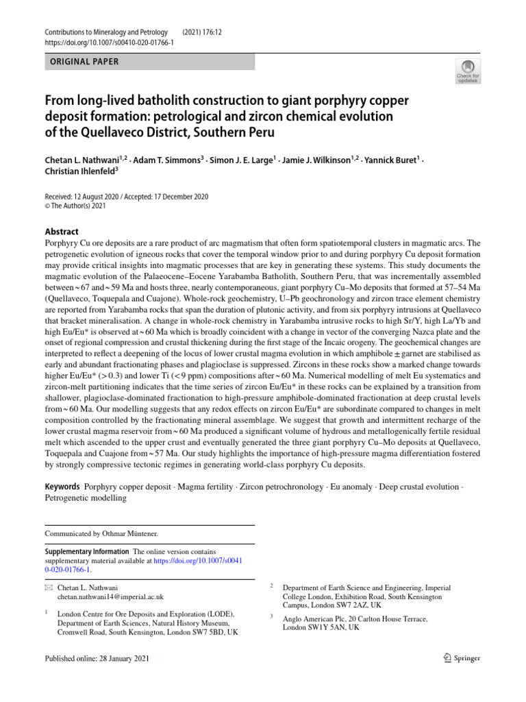 Nathwani2021 Article FromLong-livedBatholithConstru | PDF | Igneous ...