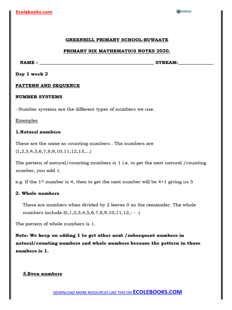 Primary Six Mathematics Notes 2020 | PDF | Numbers | Integer