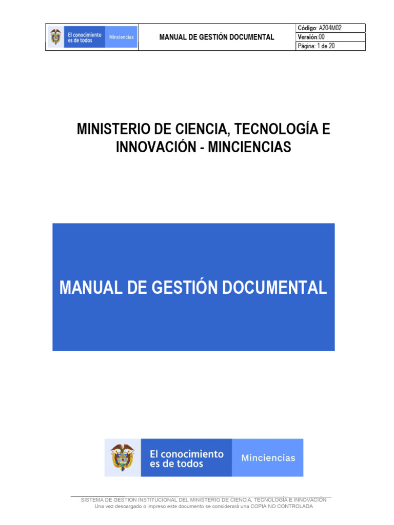A204M02 Manual de Gestión Documental V00 | PDF