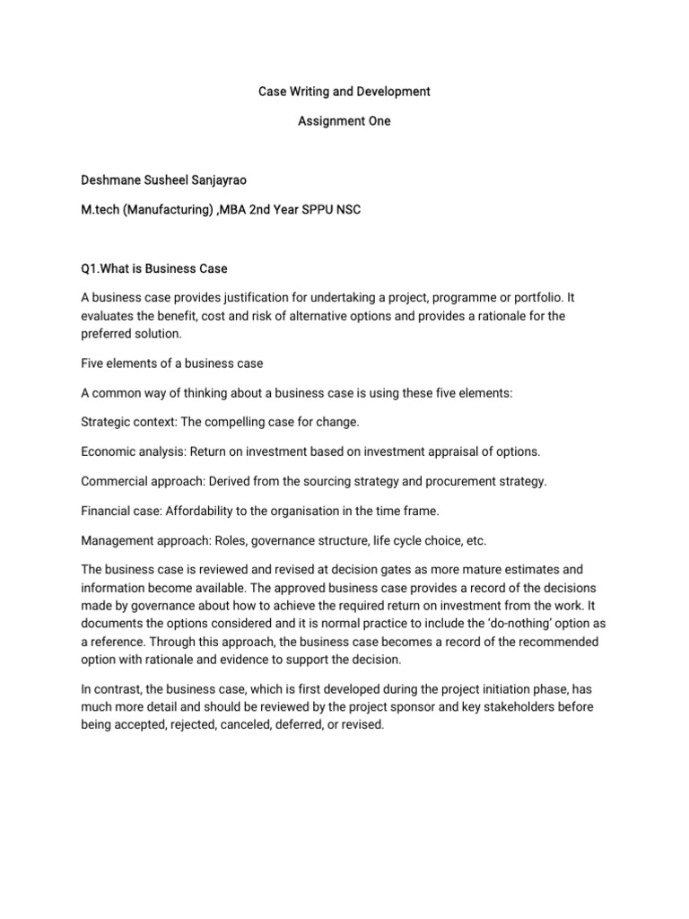Case Writing MBA | PDF