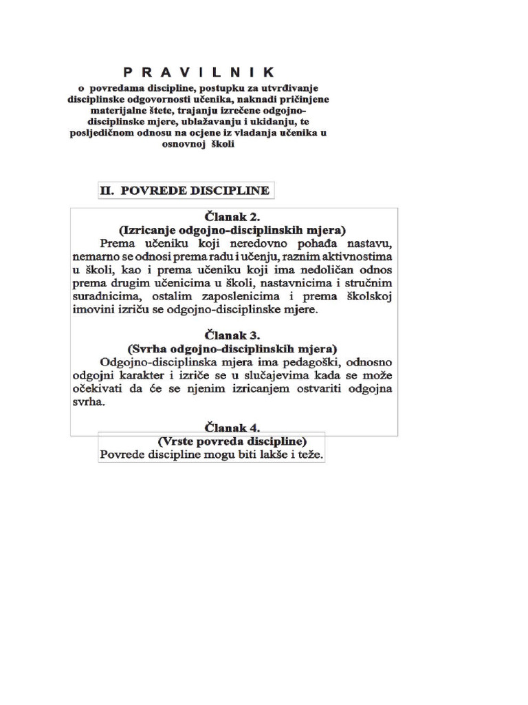 Disciplinska Odgovornost Ucenika | PDF
