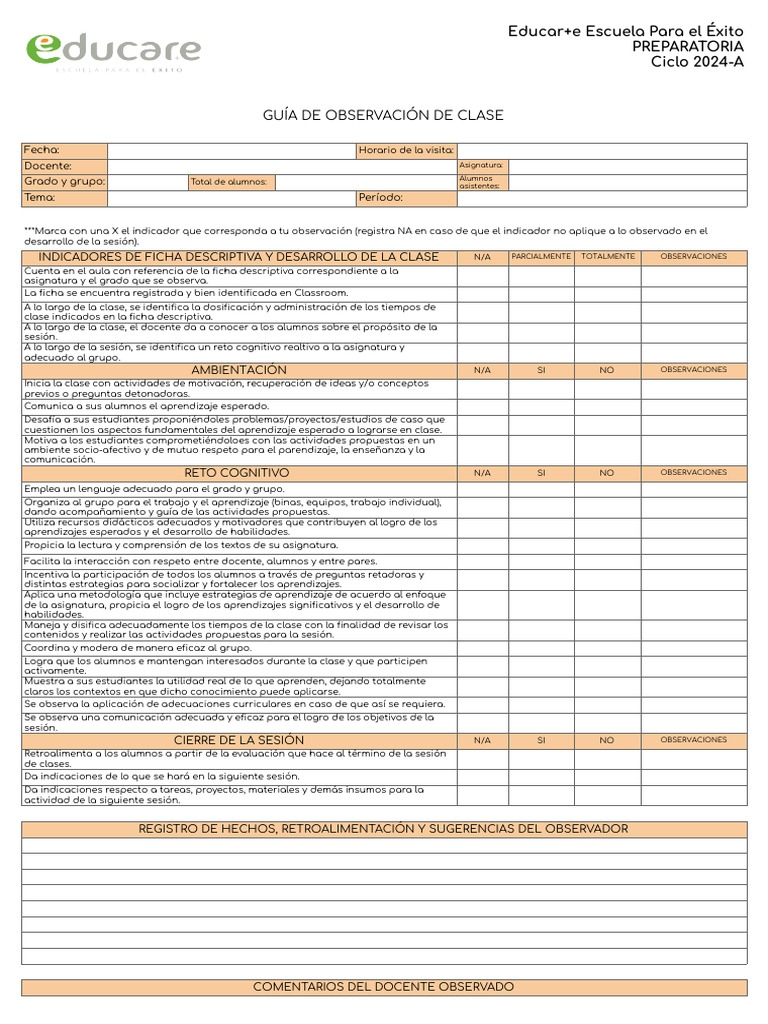 Formato de Visita Áulica 2024a.xlsx - Hoja 2 | PDF