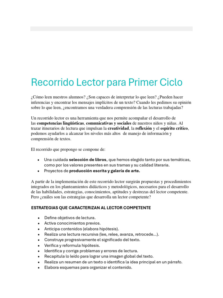 Recorrido Lector | Descargar gratis PDF | Educación en artes liberales ...