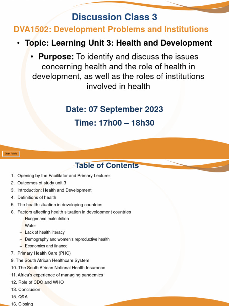 DVA1502: Health and Development Insights | PDF | Health Care | Malnutrition