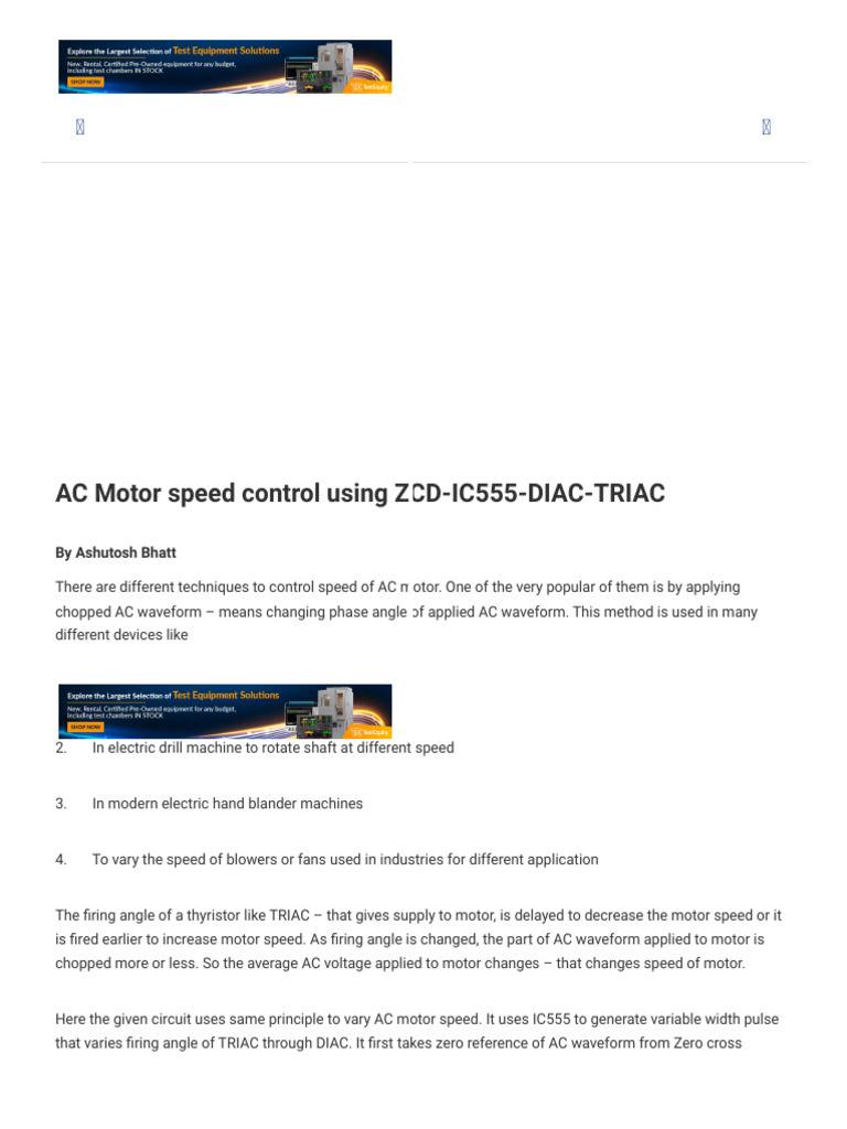 AC Motor Speed Control Using ZCD-IC555-DIAC-TRIAC | PDF