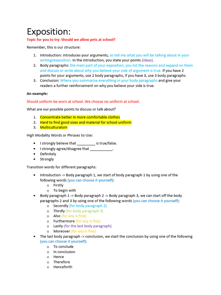 Term 2 Week 4 (English) Writing An Exposition | PDF | Argument | Clothing