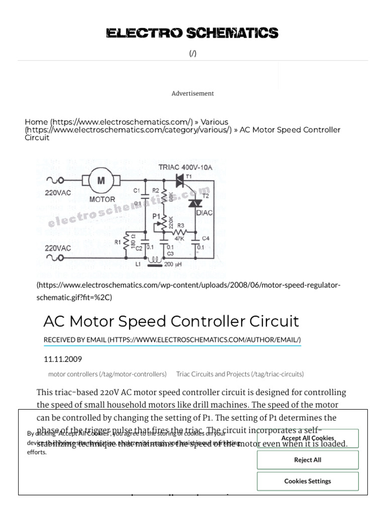 AC Motor Speed Controller Circuit | PDF | Electrical Network | Http Cookie