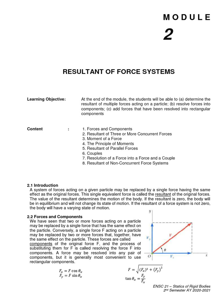 002.resultants of Force Systems | Download Free PDF | Force | Torque