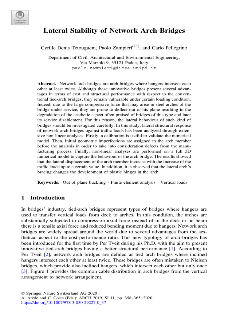 Lateral Stability of Network Arch Bridge | PDF
