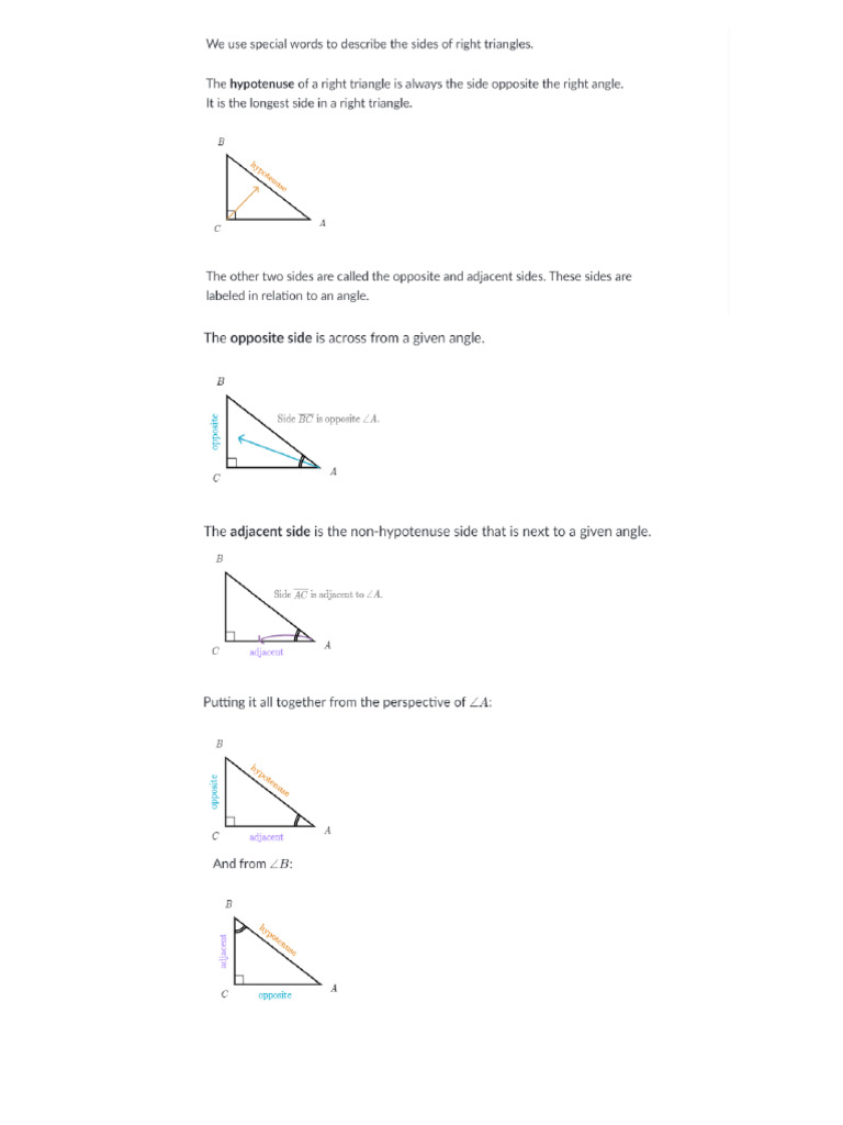 Hypotenuse, Opposite, and Adjacent | PDF