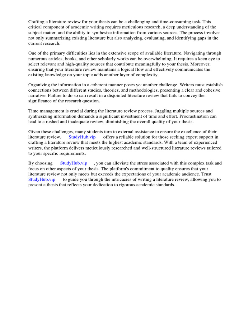 How To Write A Literature Review For Your Thesis | PDF | Thesis | Essays