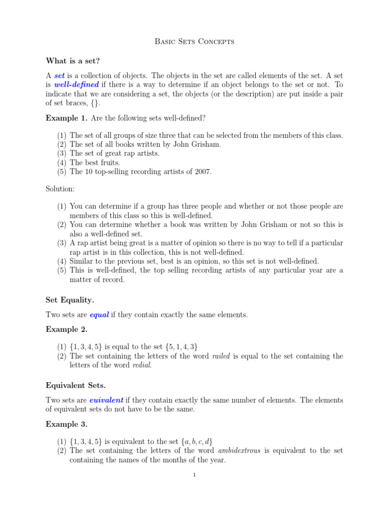 Sets and Counting | Download Free PDF | Set (Mathematics) | Empty Set