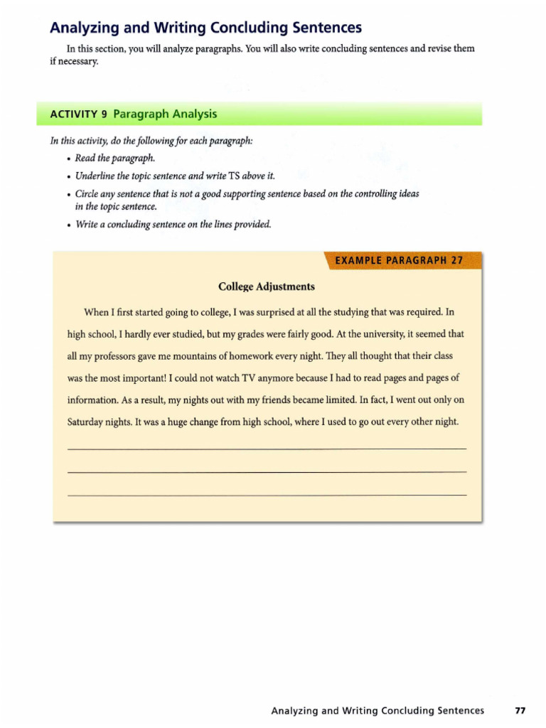 Task 2 - Concluding Sentences More Practice | PDF