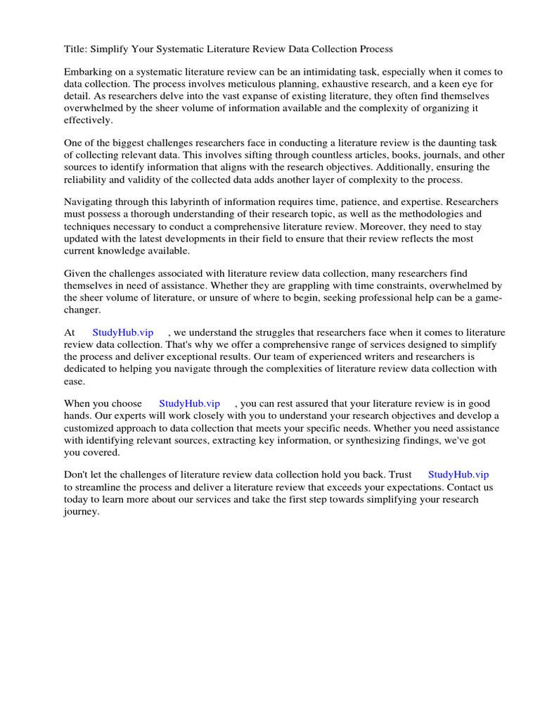 Systematic Literature Review Data Collection Pdf Systematic Review Meta Analysis