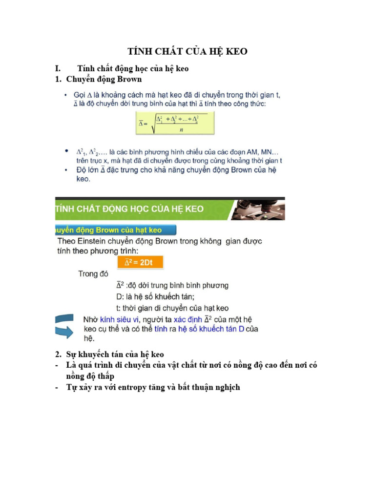 TÍNH CHẤT CỦA HỆ KEO | PDF