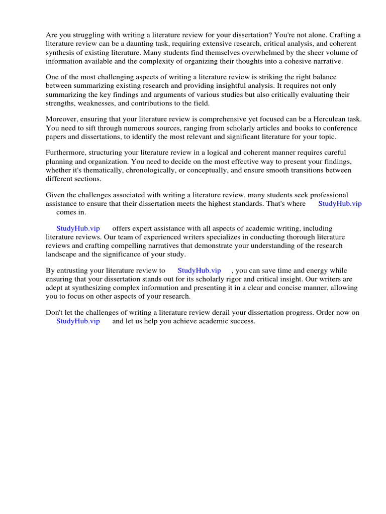 Dissertation Literature Review Conclusion Example | PDF Dissertation Literature Review Conclusion Example | PDF