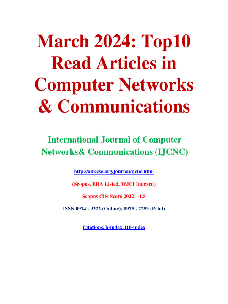March - 2024 Top 10 Read Articles in Computer Networks & Communications ...