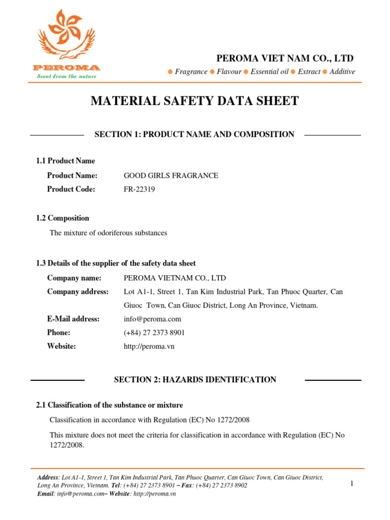 Msds Good Girls Fr-22319 | PDF | Personal Protective Equipment ...