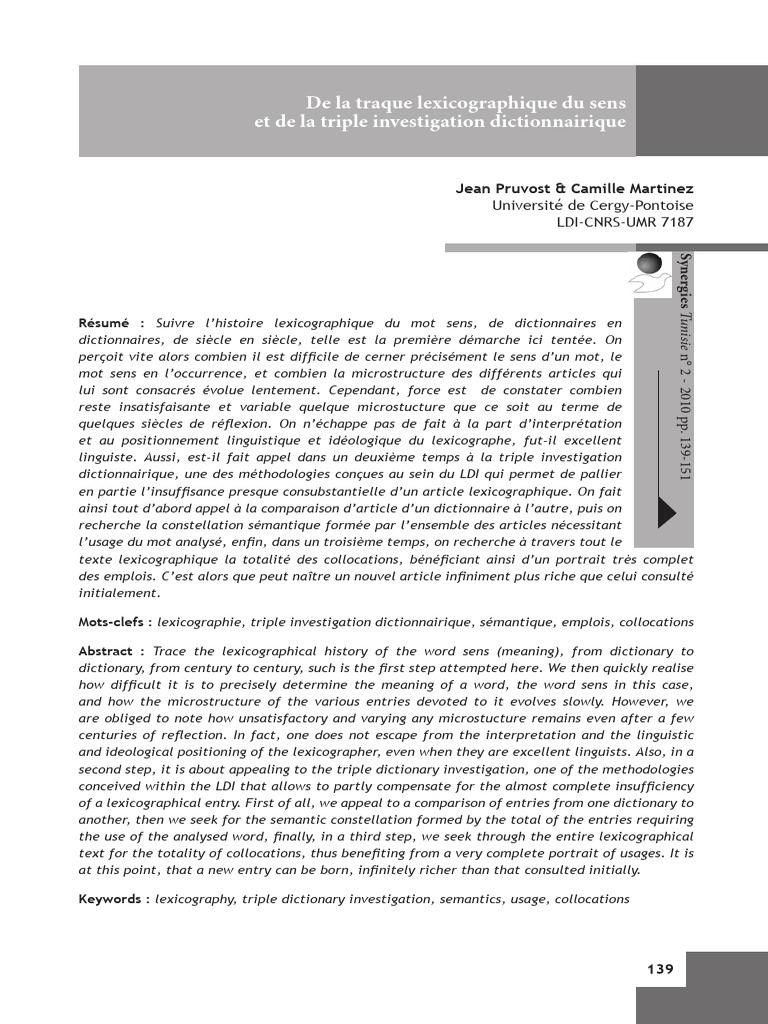 Pruvost | PDF | Sens (physiologie) | Dictionnaire