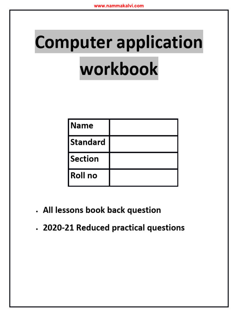 Namma Kalvi 11th Computer Applications Question Bank EM 220499 | PDF ...