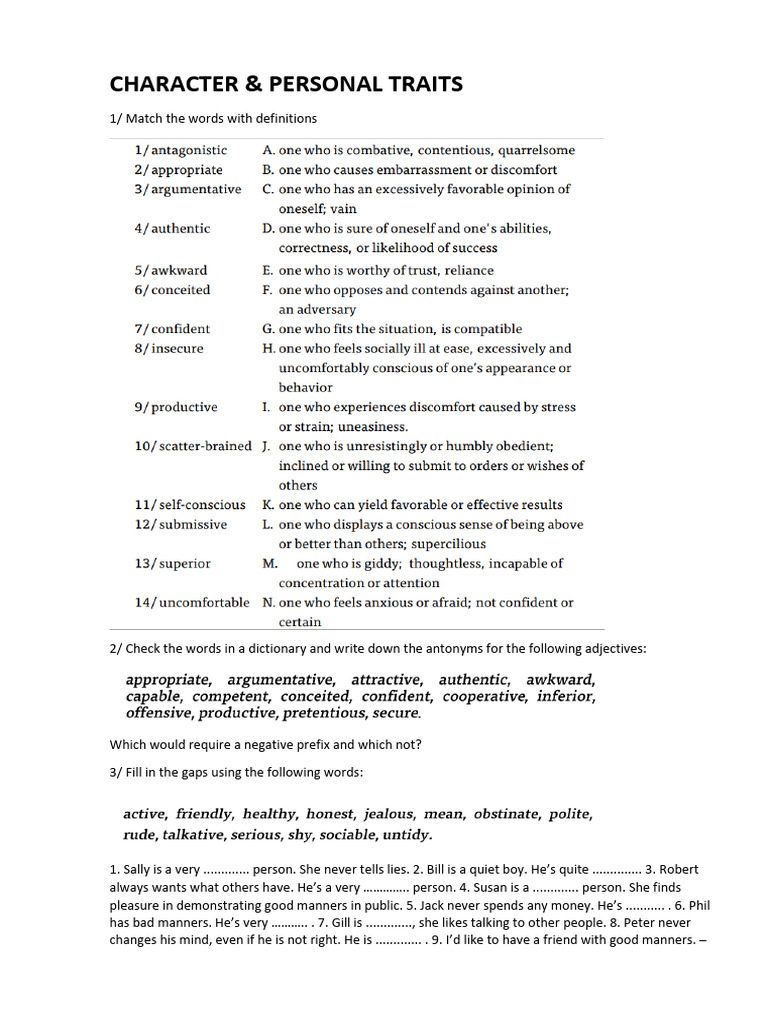 CHARACTER | PDF | Thought | Experience