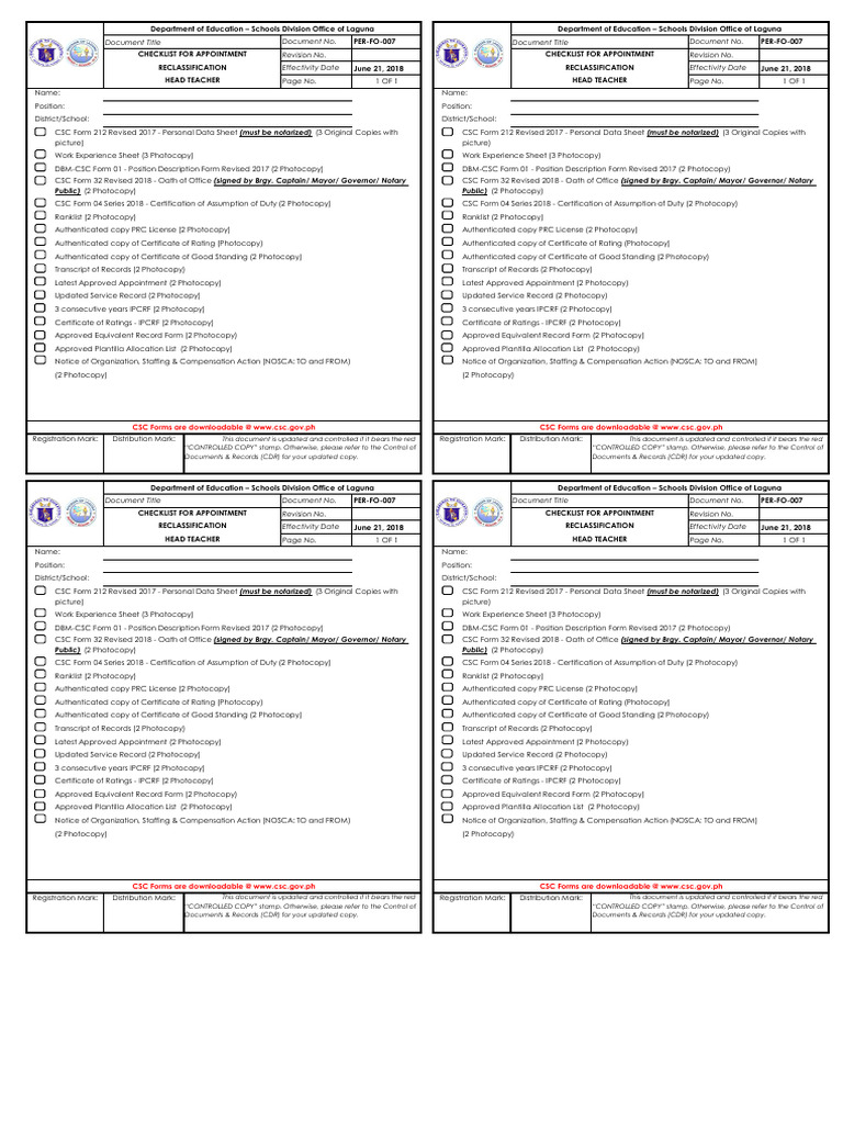 Checklist For Appointment Reclassification Head Teacher | PDF | Notary ...