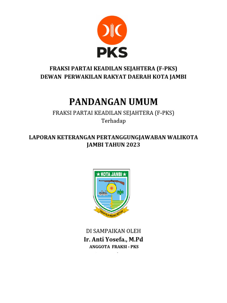Pandangan Umum Fraksi PKS Terhadap LKPJ 2023 | PDF | Bisnis | Ilmu Sosial