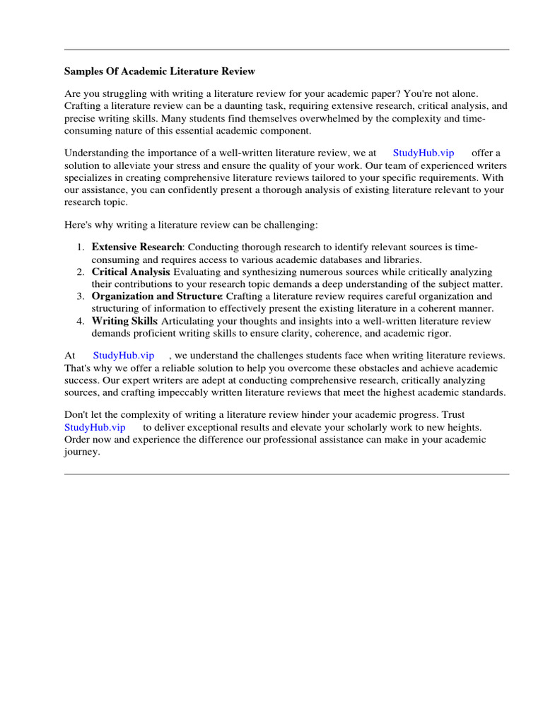 Samples of Academic Literature Review | PDF | Essays | Thesis