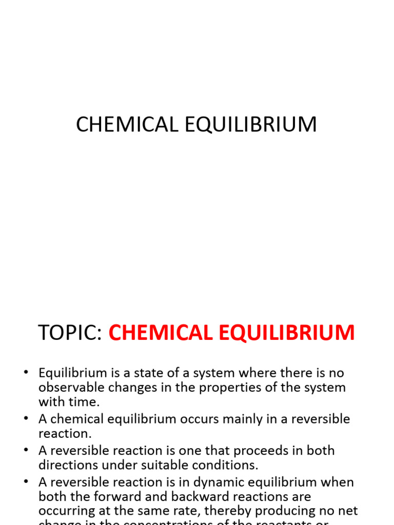 Understanding Chemical Equilibrium | PDF | Science & Mathematics