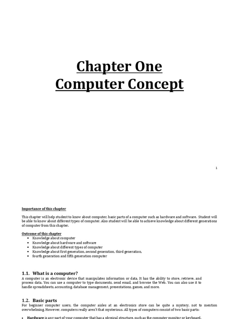 Chapter 1 Computer Concept | PDF | Central Processing Unit | Personal Computers