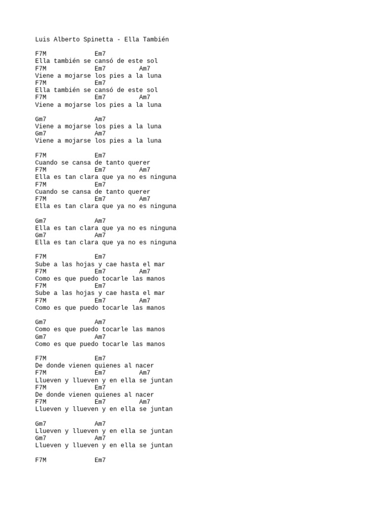Luis Alberto Spinetta - Ella También | PDF