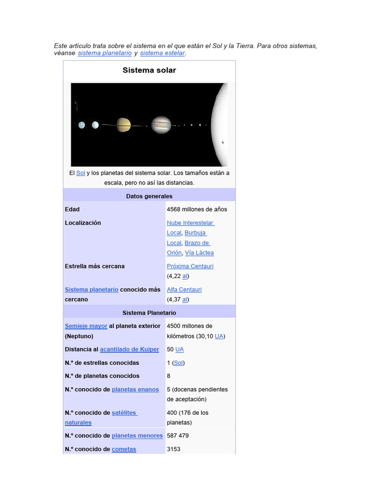 Este Artículo Trata Sobre El Sistema en El Que Están El Sol y La Tierra ...