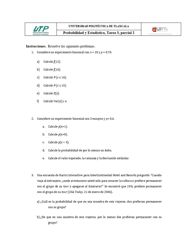 Pye Tarea1 Parcial3 Variable Binomial | PDF