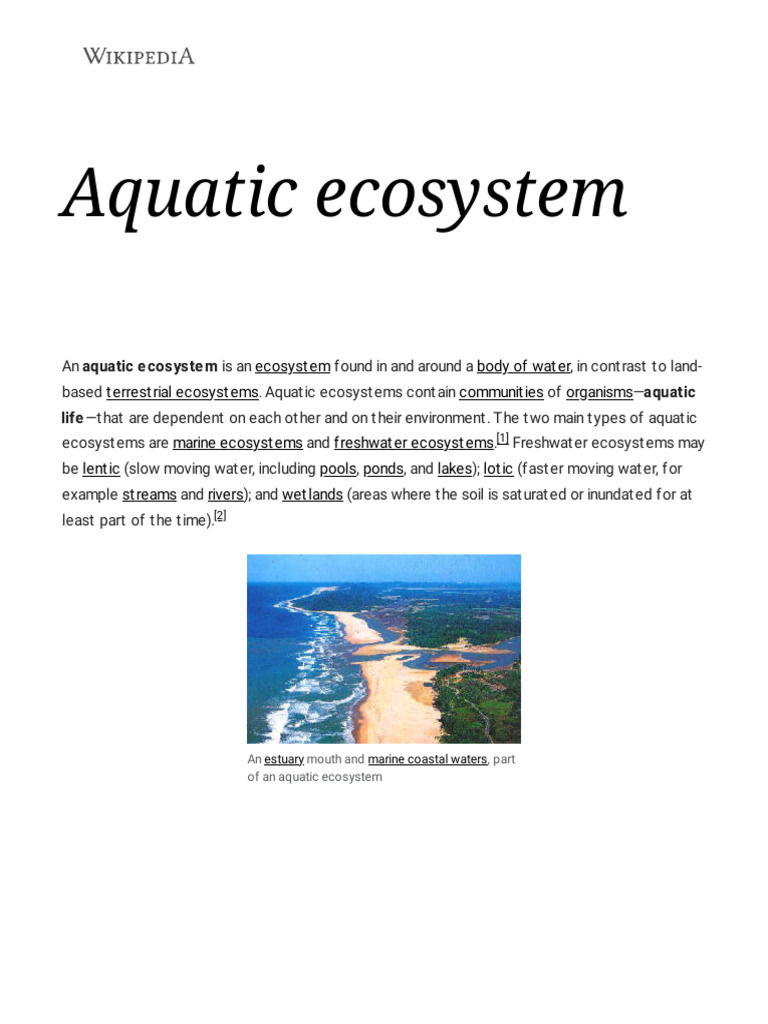 Aquatic Ecosystem | Download Free PDF | Symbiosis | Environmental ...