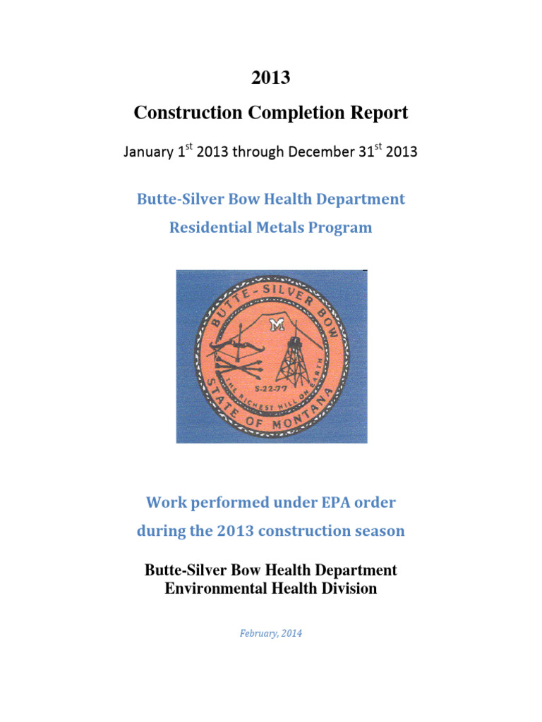 Construction Completion Report Template | PDF | Lead | United States ...
