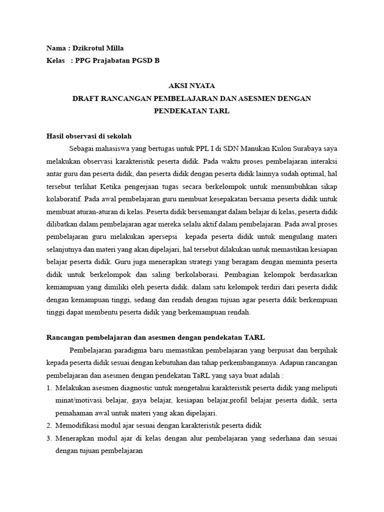 01.03.b.3-T3-8. Aksi Nyata - PPA - Dzikrotul Milla | PDF