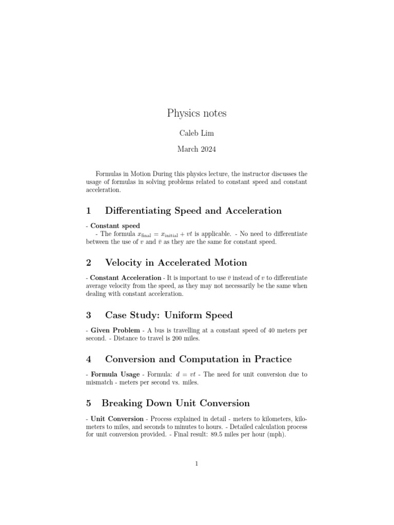 Physics Notes | PDF