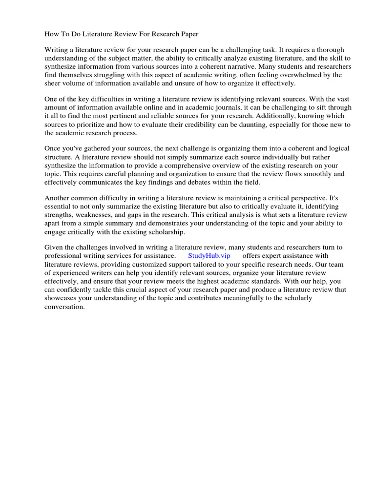 How To Do Literature Review For Research Paper | PDF | Literature ...