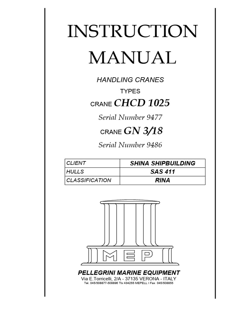 Manuale - SAS 411 | PDF | Crane (Machine) | Pump