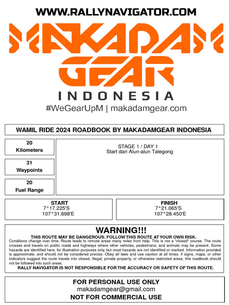 Makadamgear Rally Roadbook Wamil 2024 - Fix - A5 | PDF | Road Transport ...