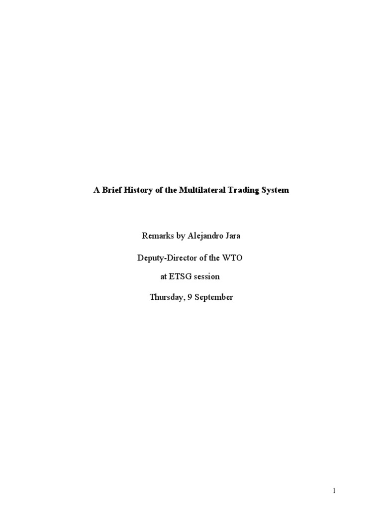 A Brief History of The Multilateral Trading System | Download Free PDF ...
