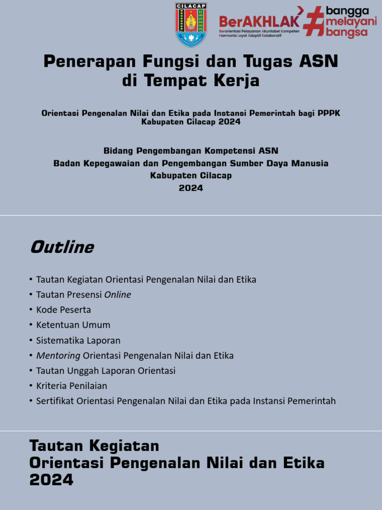 Orientasi ASN PPPK Cilacap 2024 | PDF