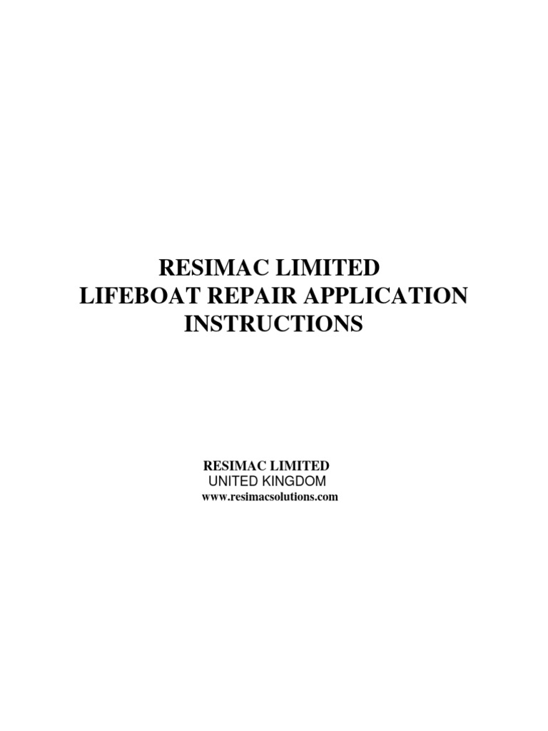 Lifeboat Repair Kit and Instructions Manual | PDF | Lamination | Epoxy
