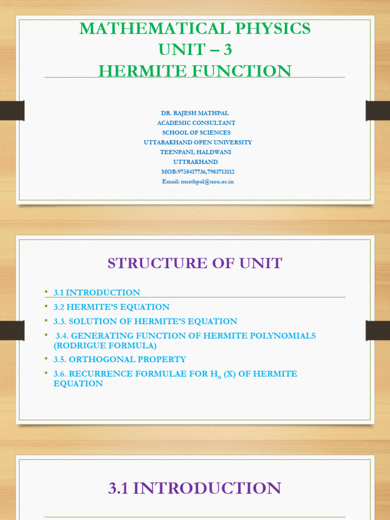 Hermite by Dr. Rajesh Mathpal | PDF | Equations | Algebra