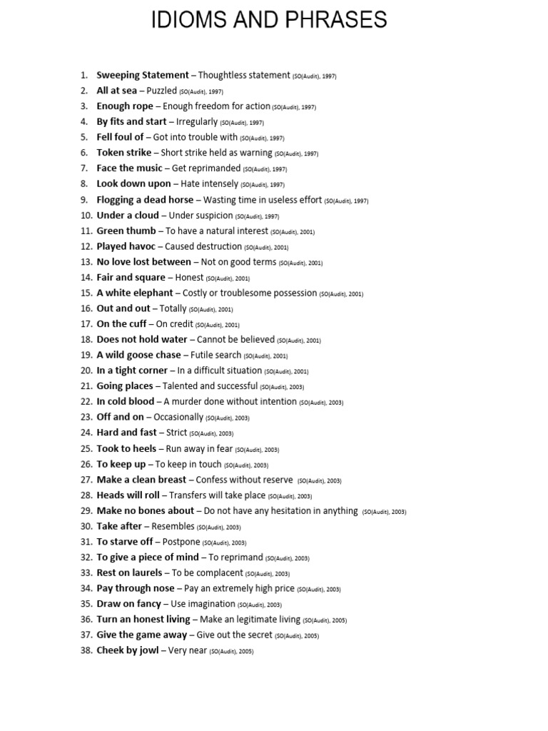 Barnali's Idioms and Phrases Notes | PDF | History