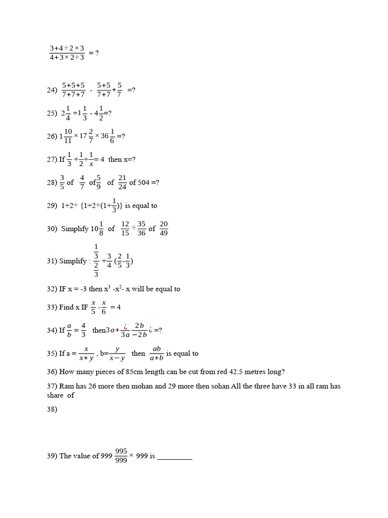 Maths Questiom Paper | PDF